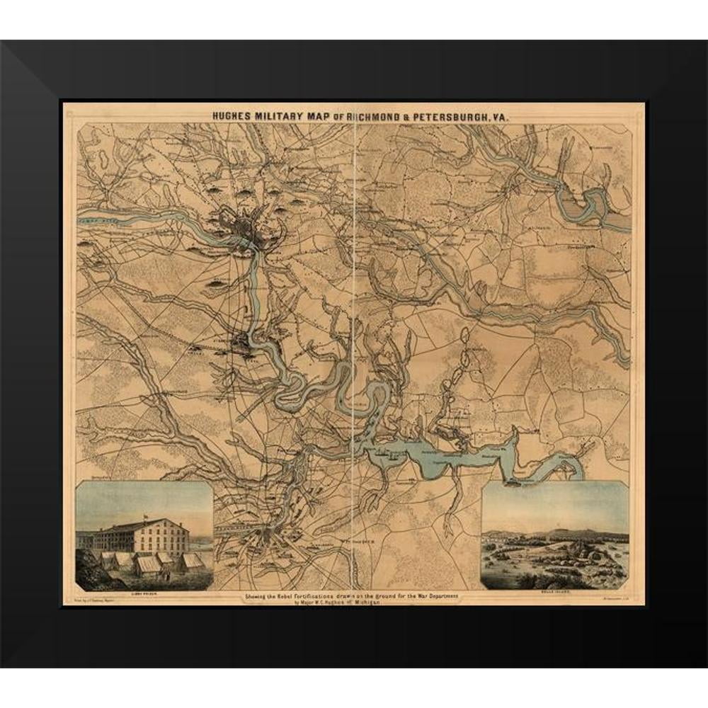 Vintage Maps 13x12 Black Modern Framed Museum Art Print Titled ...