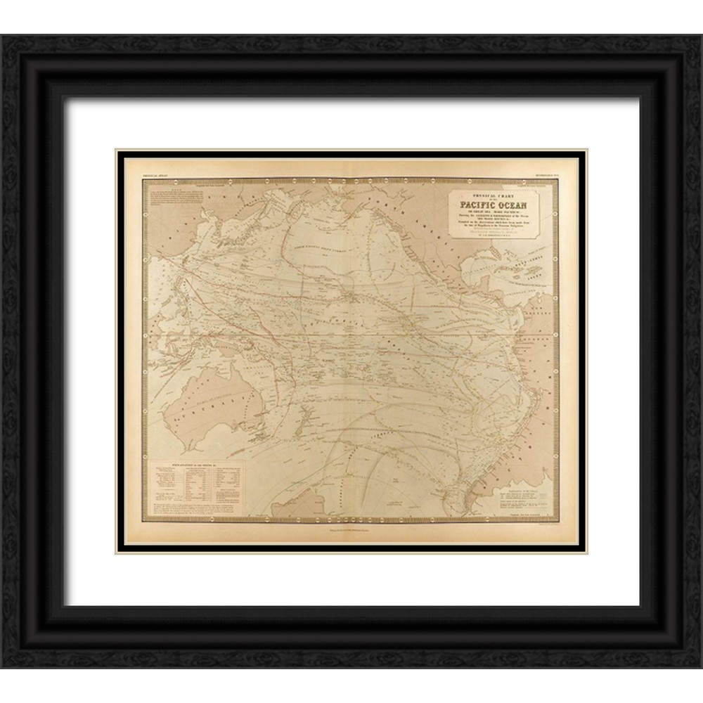 Vintage Maps 13x12 Black Ornate Wood Framed with Double Matting Museum ...