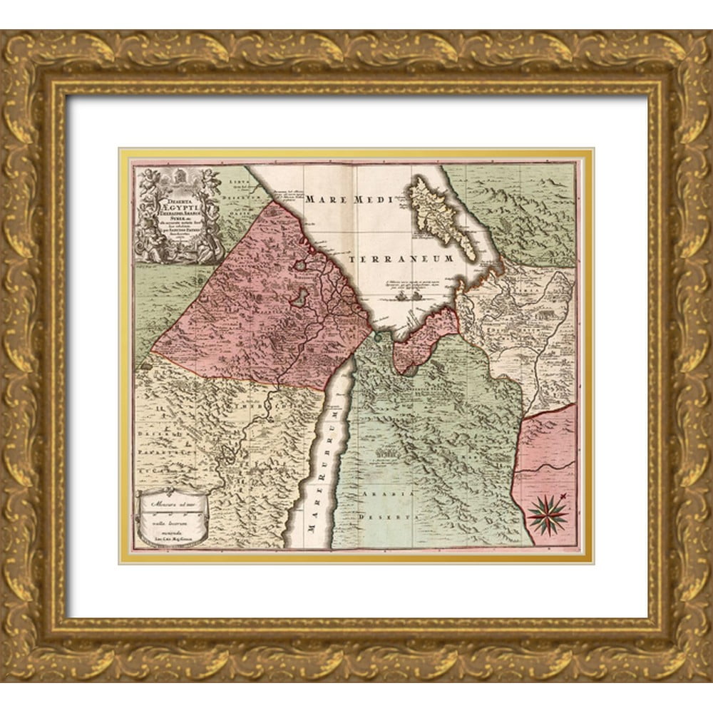 Vintage Maps 13x12 Gold Ornate Wood Framed with Double Matting Museum ...