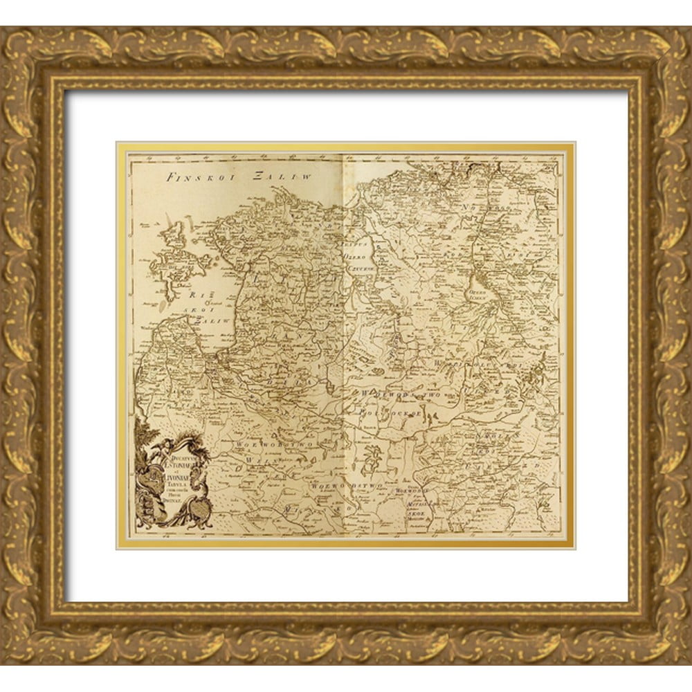 Vintage Maps 13x12 Gold Ornate Wood Framed with Double Matting Museum ...