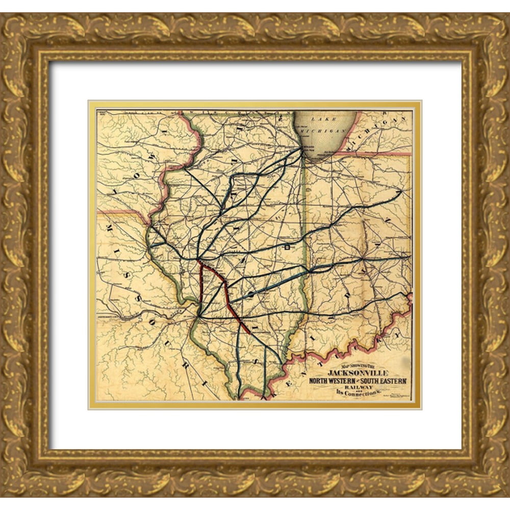 Vintage Maps 13x12 Gold Ornate Wood Framed with Double Matting Museum ...