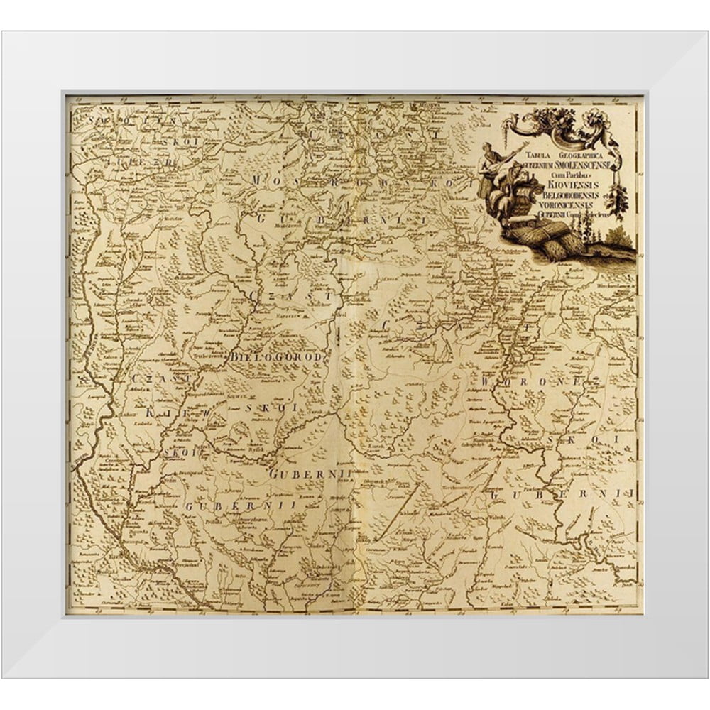 Vintage Maps 13x12 White Modern Wood Framed Museum Art Print Titled ...