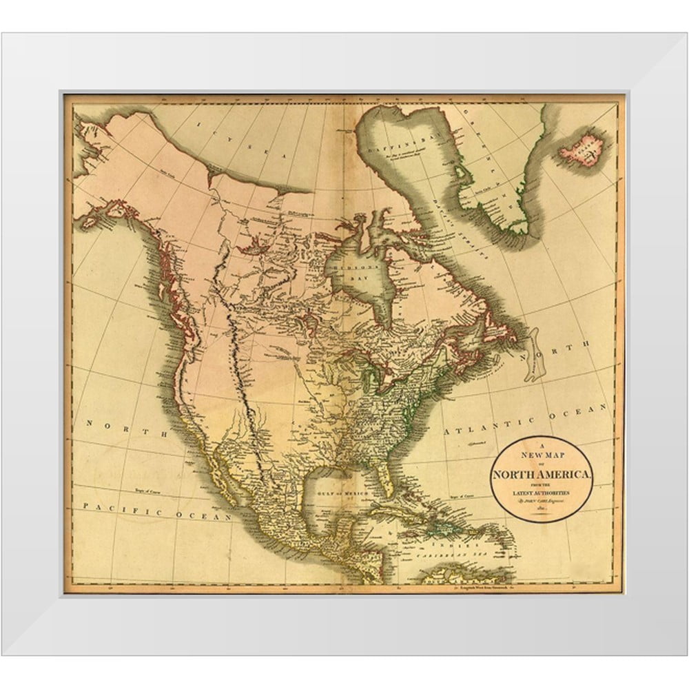 Vintage Maps 13x12 White Modern Wood Framed Museum Art Print Titled ...