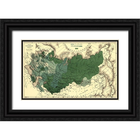 Vintage Maps 14x10 Black Ornate Wood Framed with Double Matting Museum ...