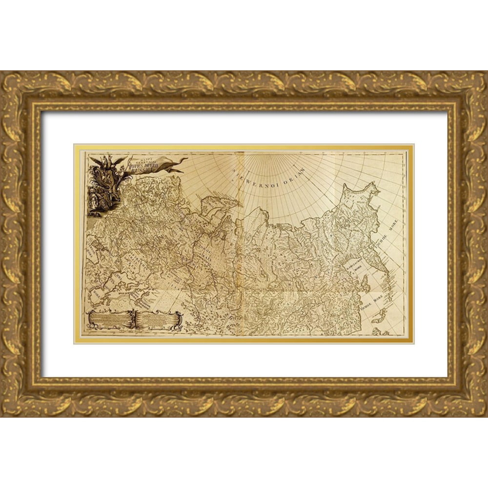 Vintage Maps 14x10 Gold Ornate Wood Framed with Double Matting Museum ...