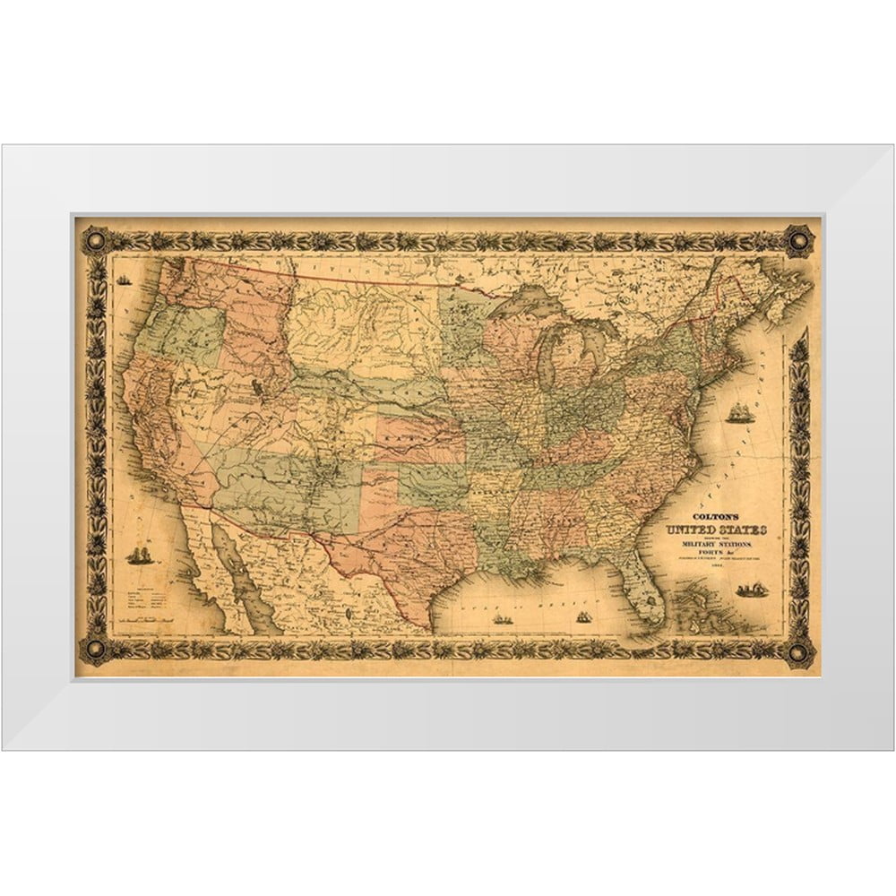 Vintage Maps 14x10 White Modern Wood Framed Museum Art Print Titled ...