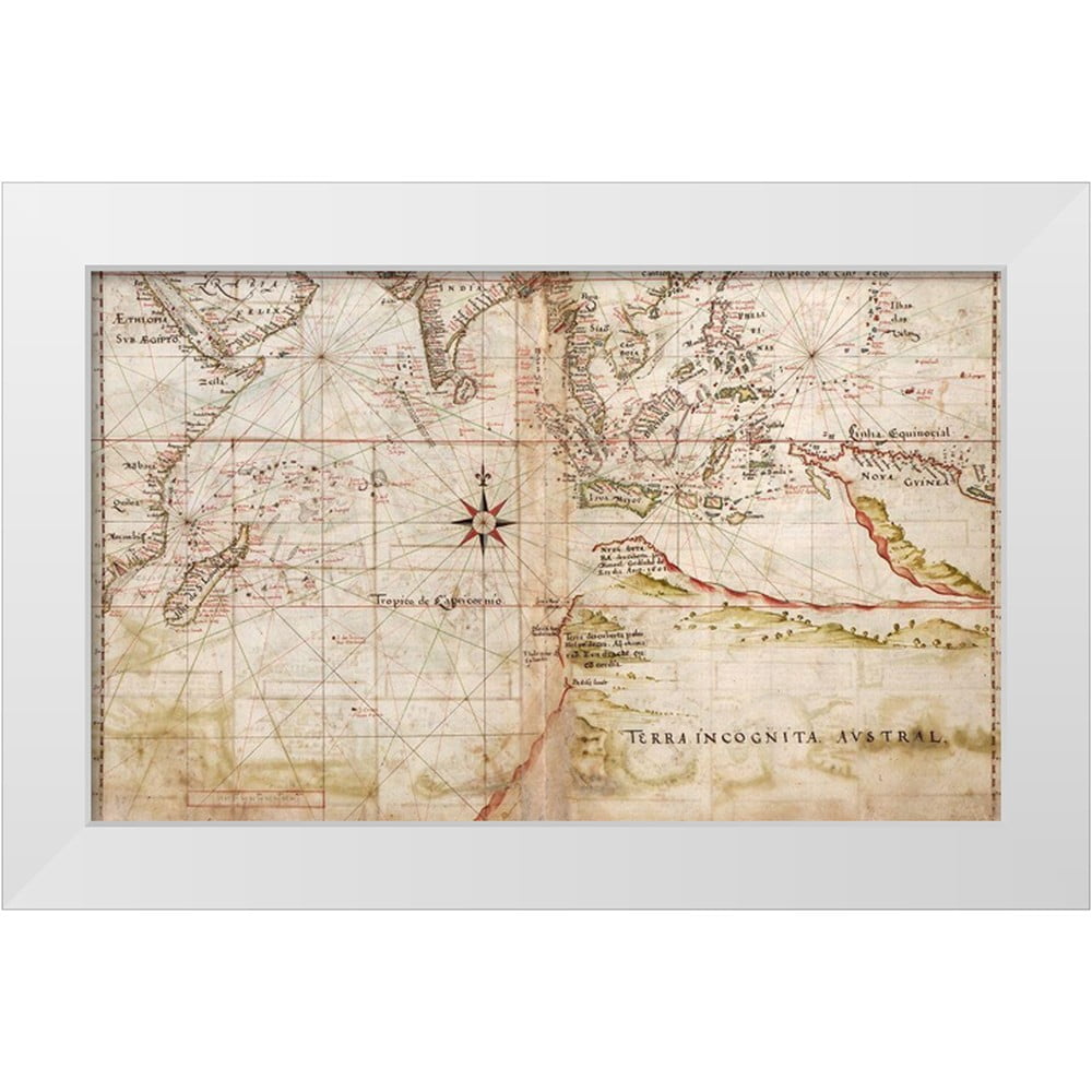 Vintage Maps 14x10 White Modern Wood Framed Museum Art Print Titled ...