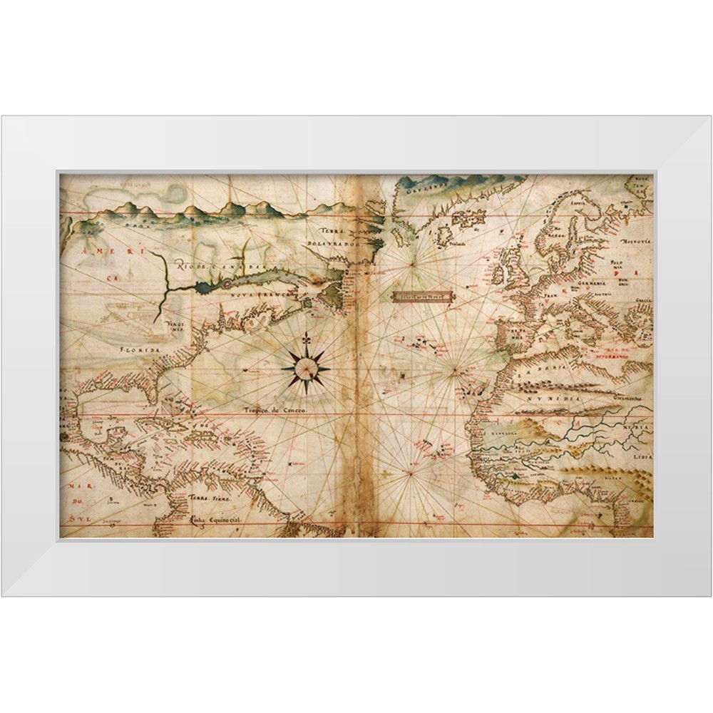 Vintage Maps 14x10 White Modern Wood Framed Museum Art Print Titled ...