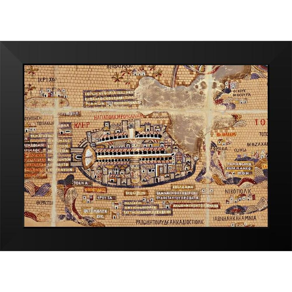 Vintage Maps 14x11 Black Modern Framed Museum Art Print Titled ...