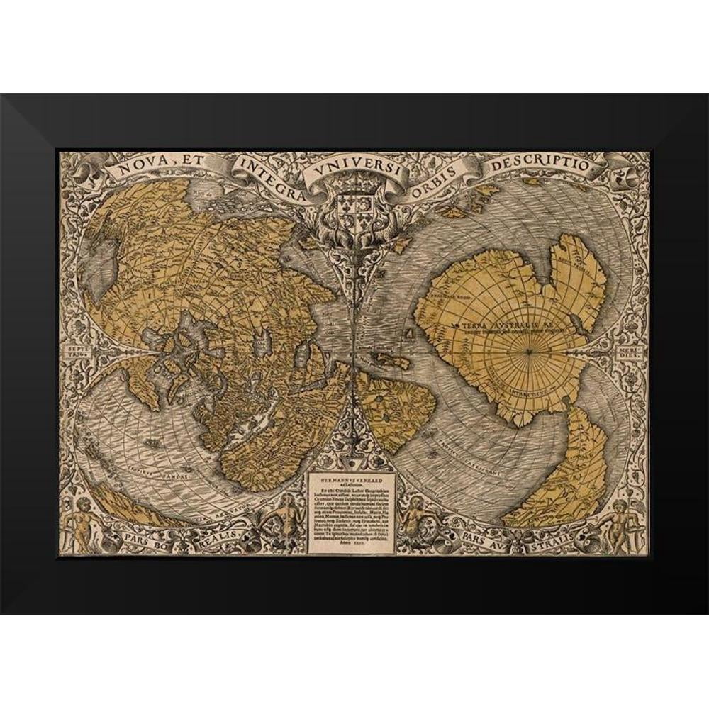 Vintage Maps 14x11 Black Modern Framed Museum Art Print Titled - Earth ...