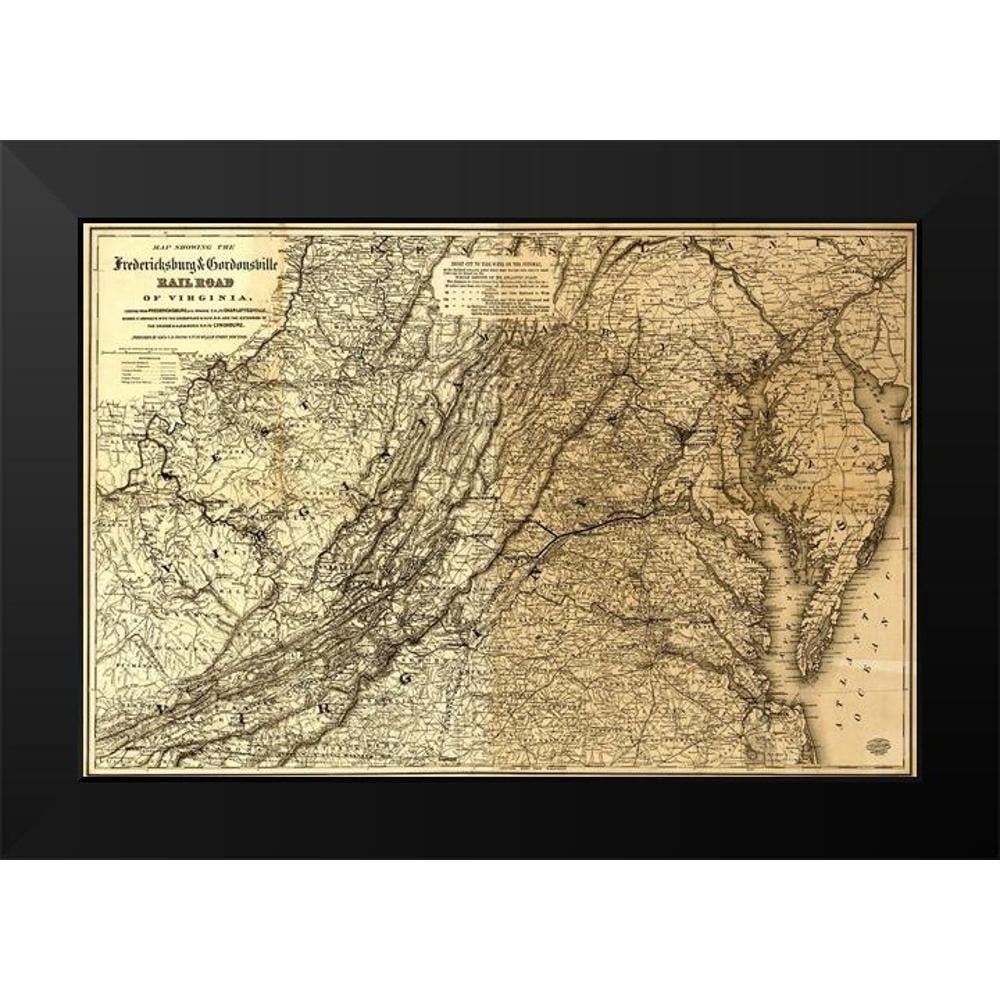 Vintage Maps 14x11 Black Modern Framed Museum Art Print Titled ...