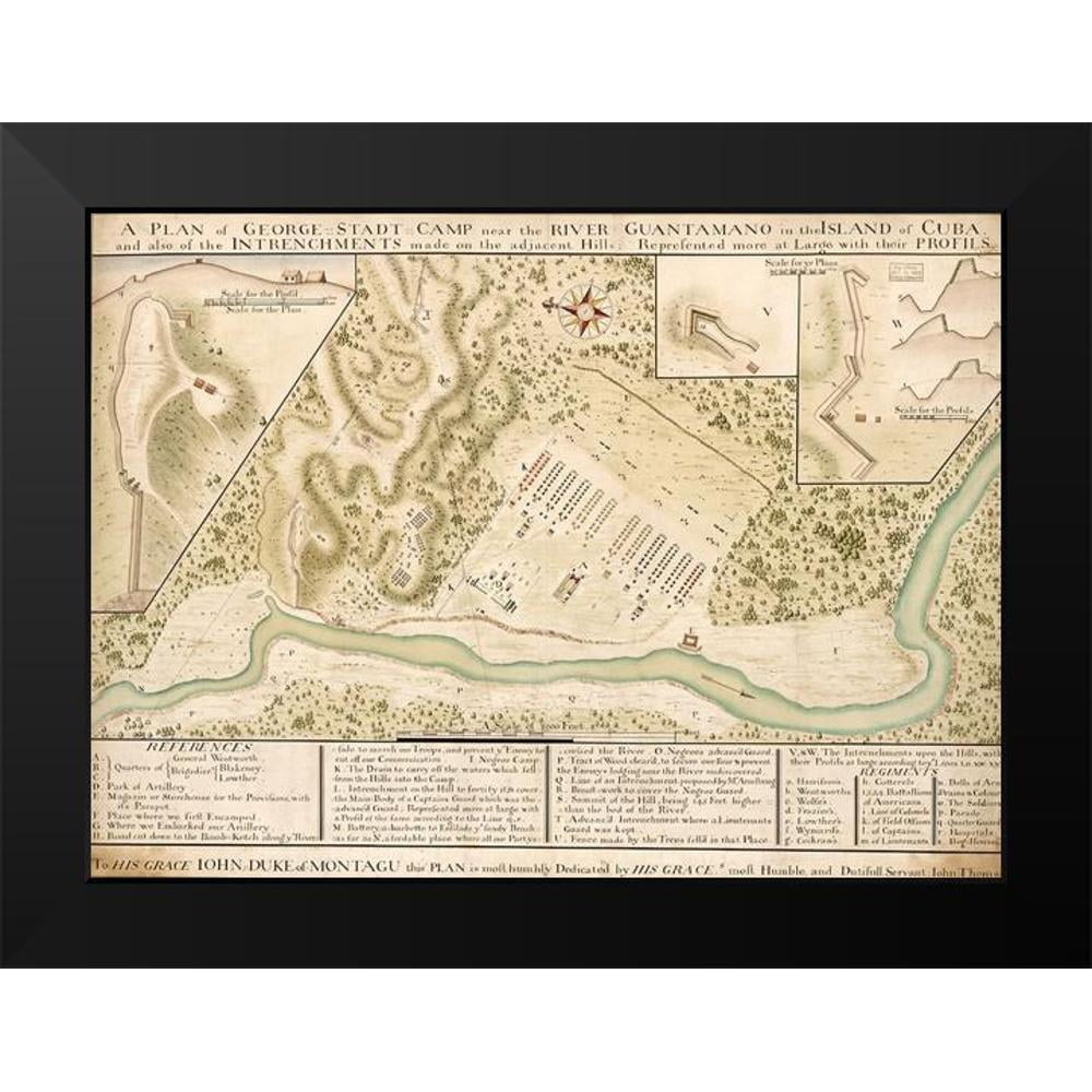 Vintage Maps 14x11 Black Modern Framed Museum Art Print Titled ...