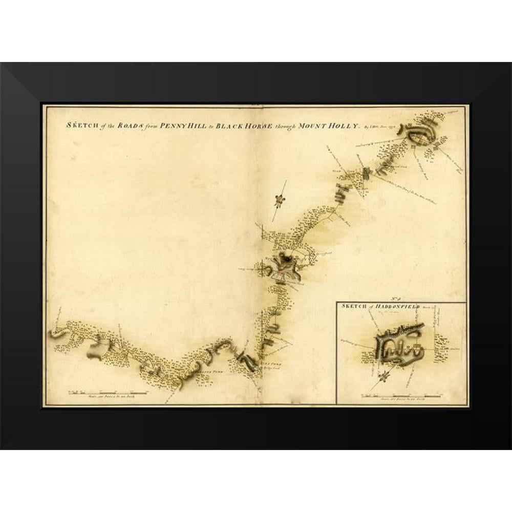 Vintage Maps 14x11 Black Modern Framed Museum Art Print Titled ...