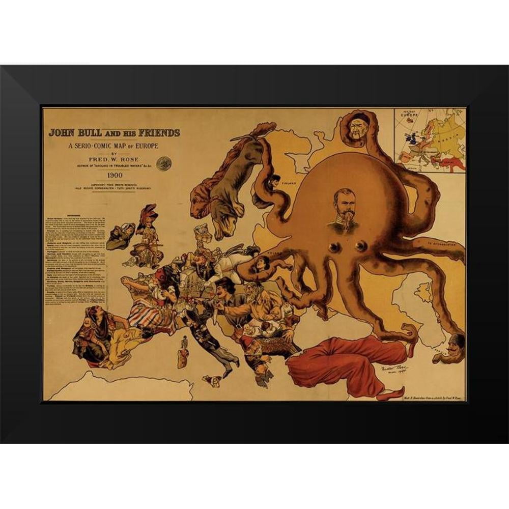 Vintage Maps 14x11 Black Modern Framed Museum Art Print Titled - John ...