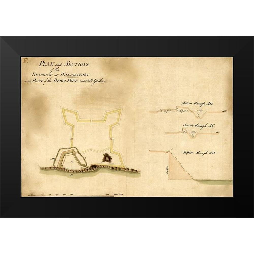 Vintage Maps 14x11 Black Modern Framed Museum Art Print Titled - Plan ...