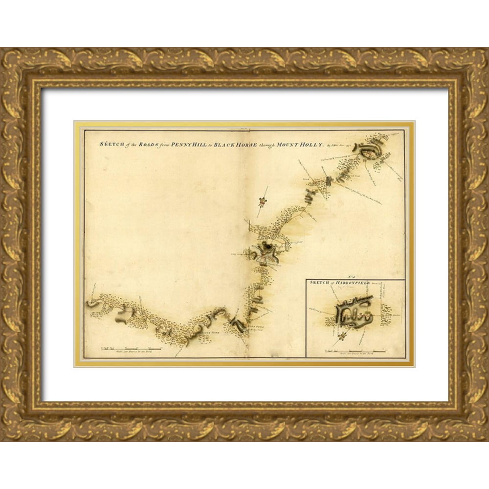 Vintage Maps 14x11 Gold Ornate Wood Framed with Double Matting Museum ...