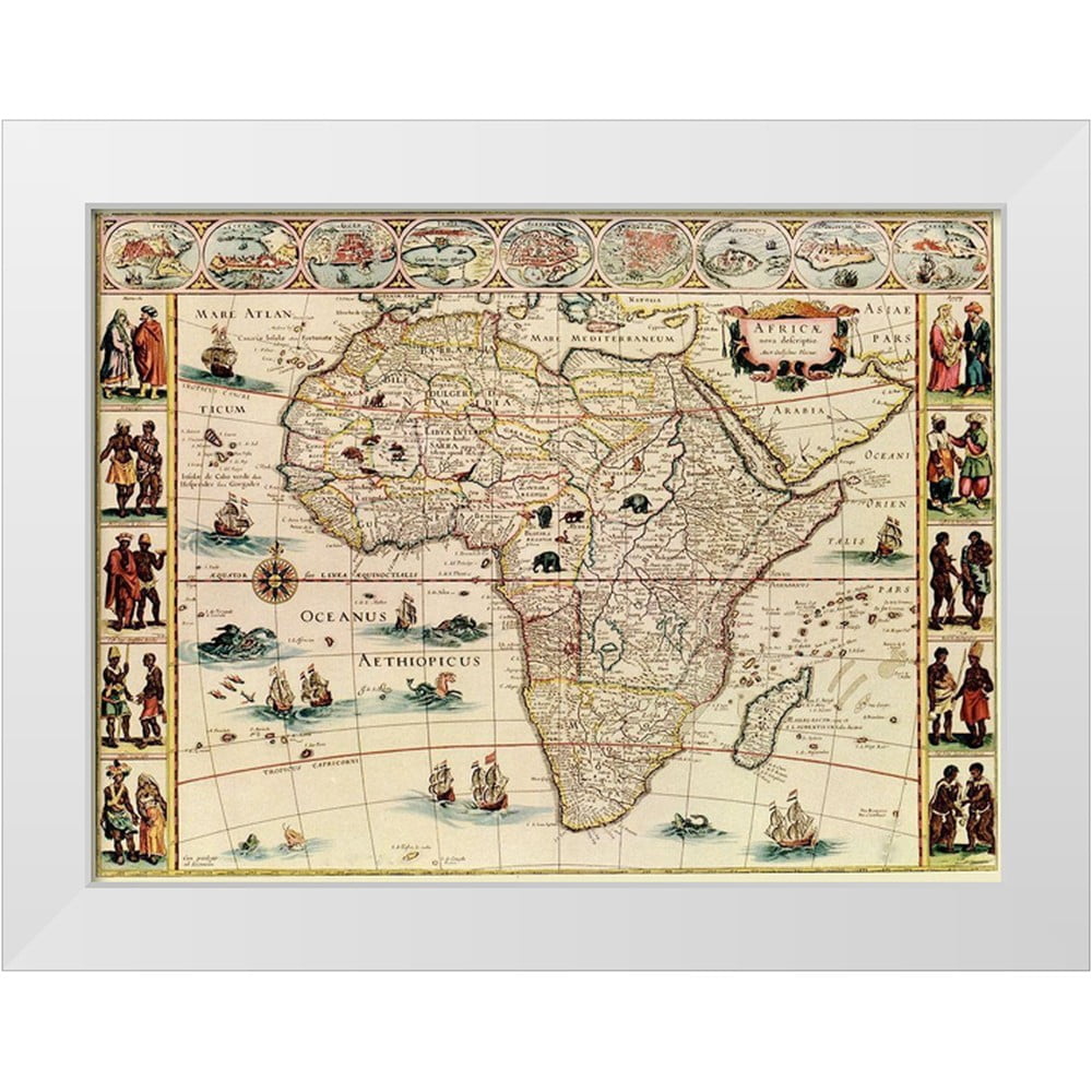Vintage Maps 14x11 White Modern Wood Framed Museum Art Print Titled ...