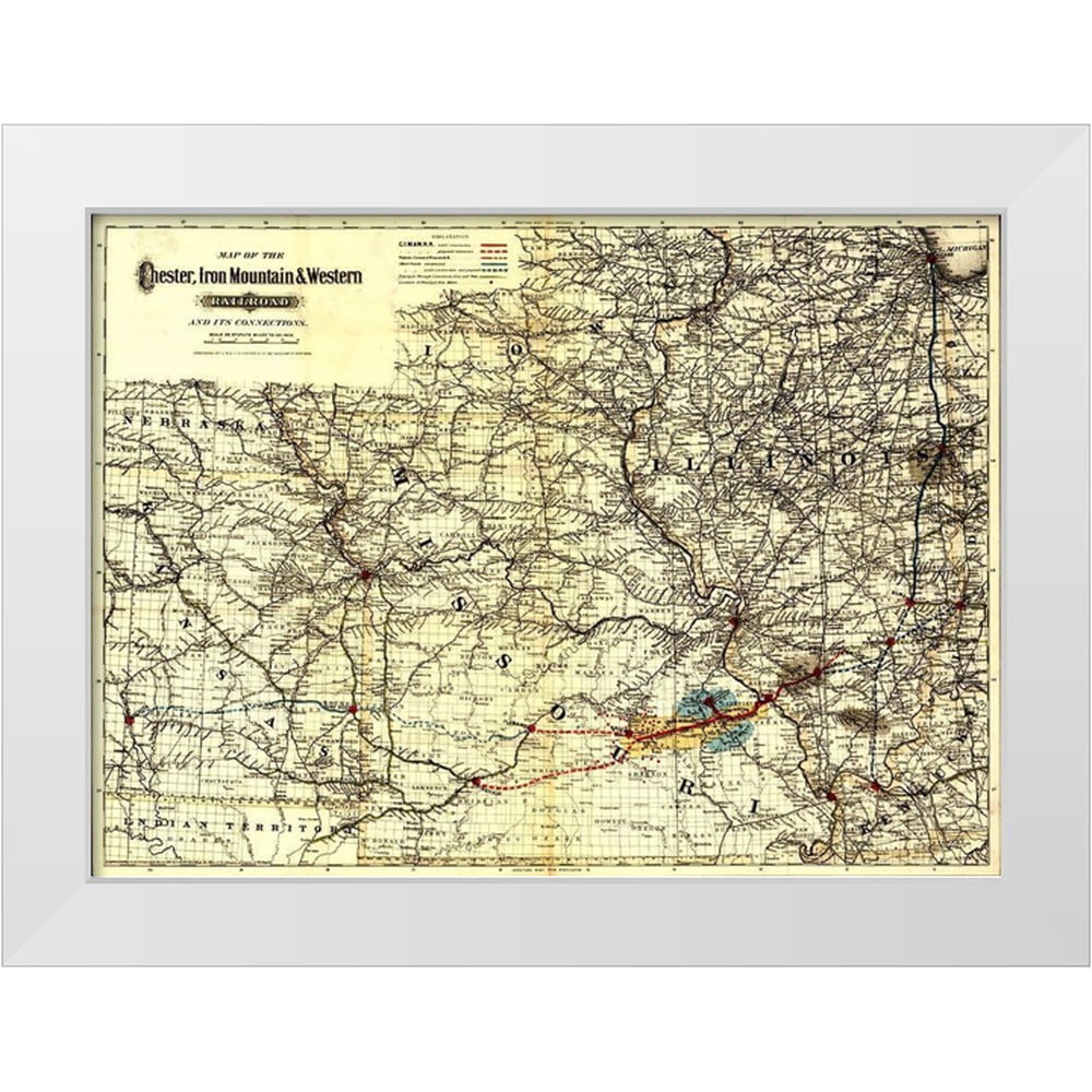 Vintage Maps 14x11 White Modern Wood Framed Museum Art Print Titled ...