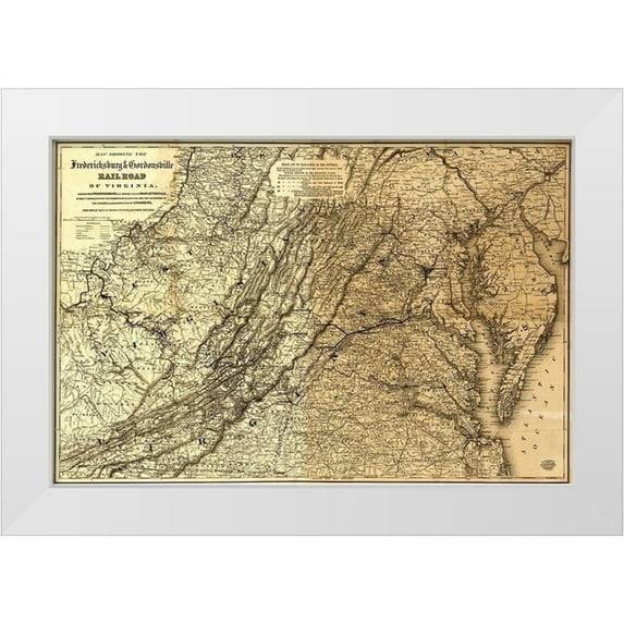 Vintage Maps 14x11 White Modern Wood Framed Museum Art Print Titled ...