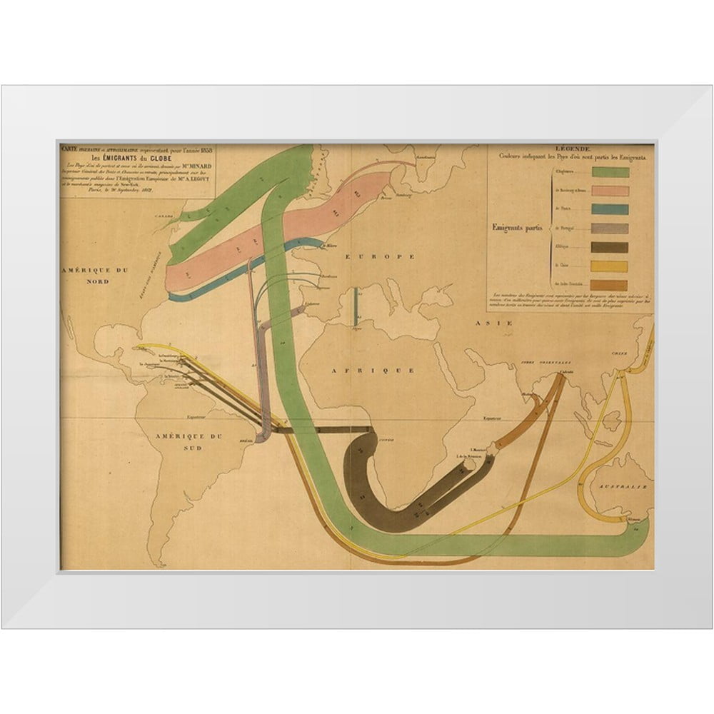 Vintage Maps 14x11 White Modern Wood Framed Museum Art Print Titled ...