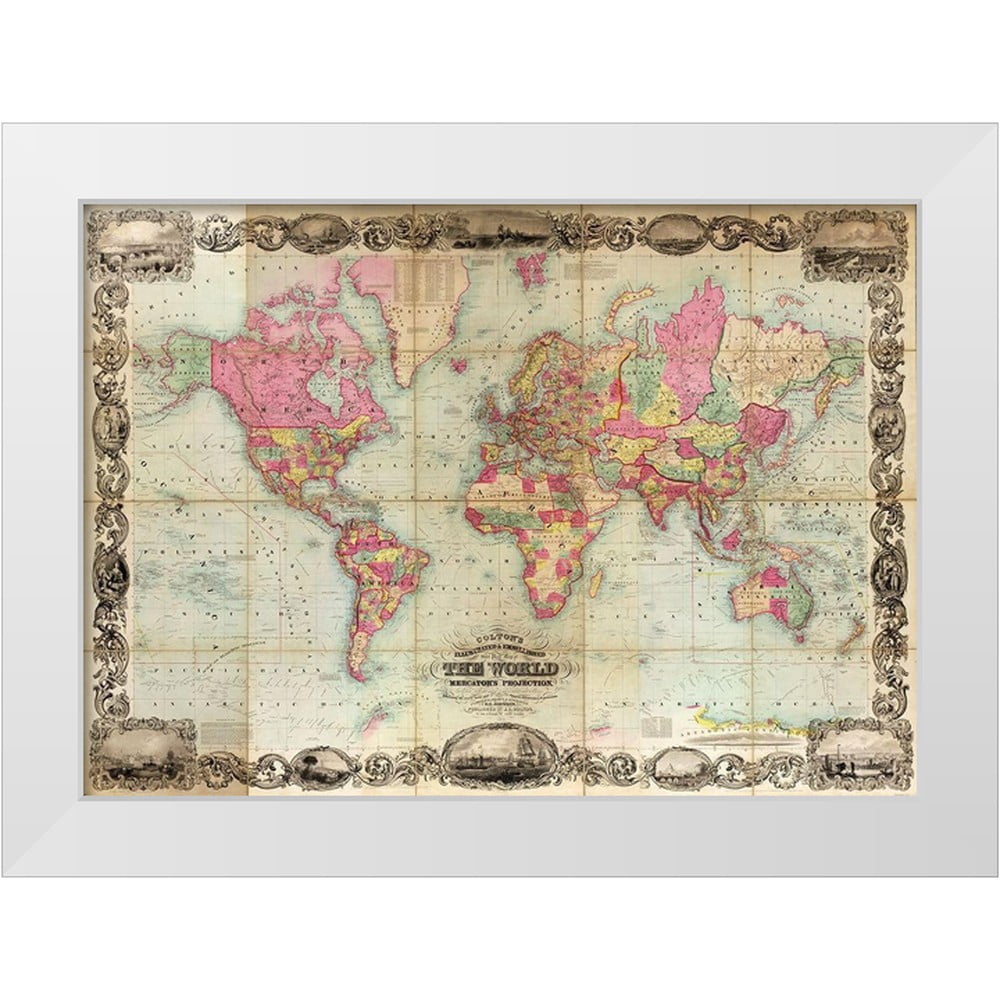 Vintage Maps 14x11 White Modern Wood Framed Museum Art Print Titled ...
