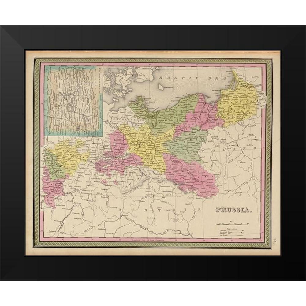 Vintage Maps 14x12 Black Modern Framed Museum Art Print Titled ...
