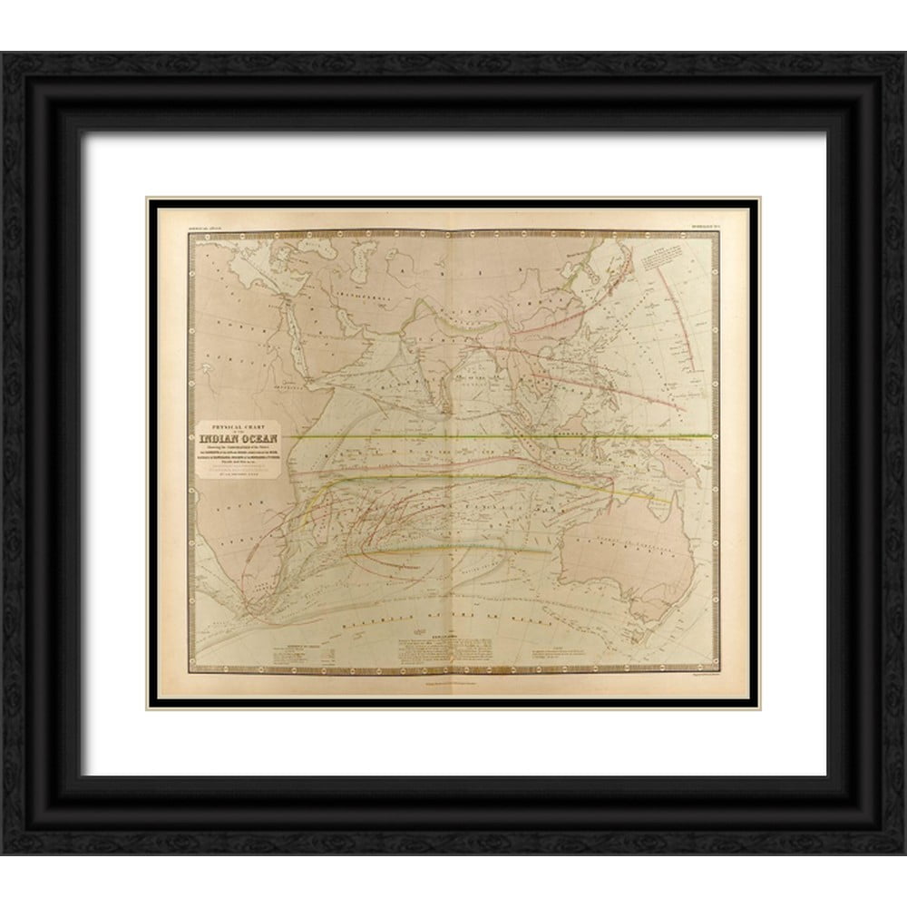 Vintage Maps 14x12 Black Ornate Wood Framed with Double Matting Museum ...