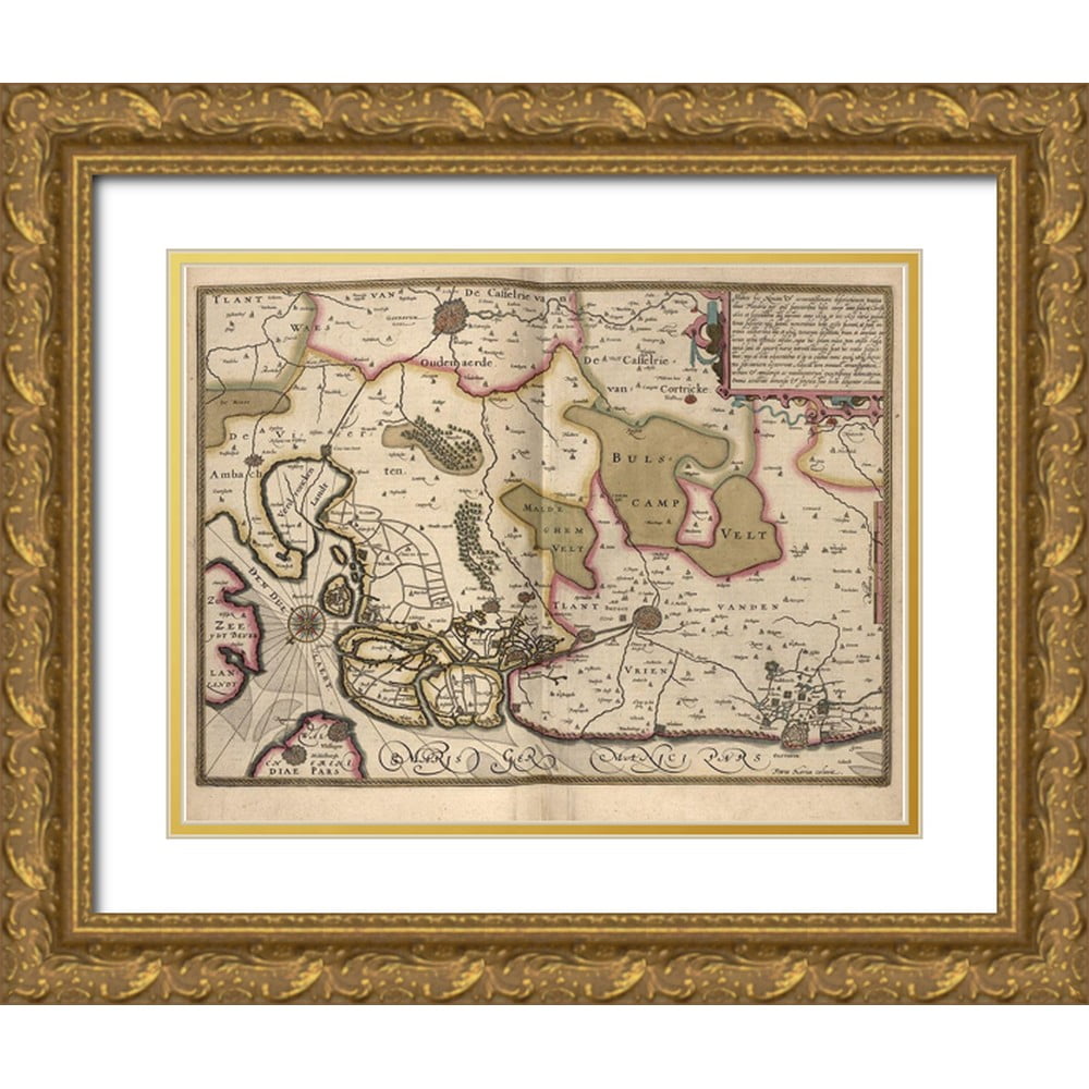 Vintage Maps 14x12 Gold Ornate Wood Framed with Double Matting Museum ...