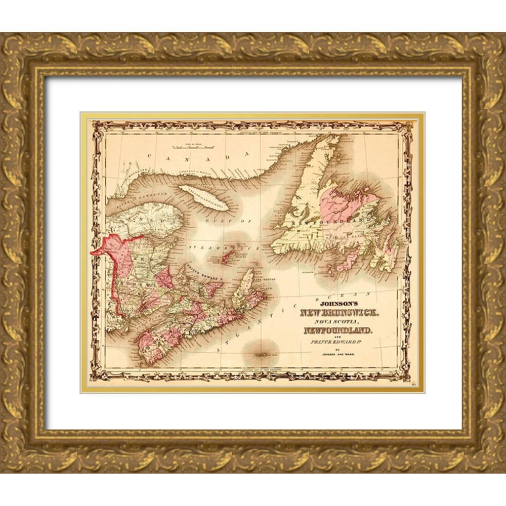 Vintage Maps 14x12 Gold Ornate Wood Framed with Double Matting Museum ...