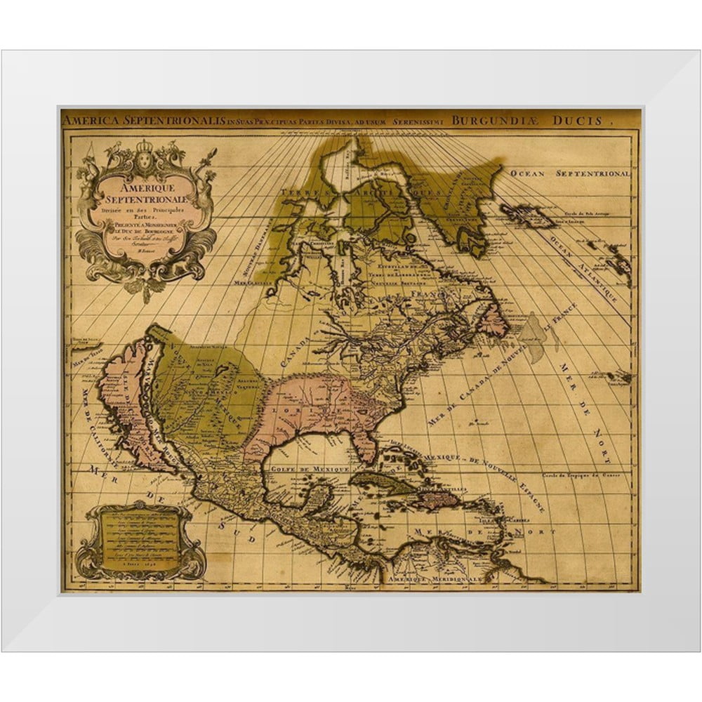 Vintage Maps 14x12 White Modern Wood Framed Museum Art Print Titled ...