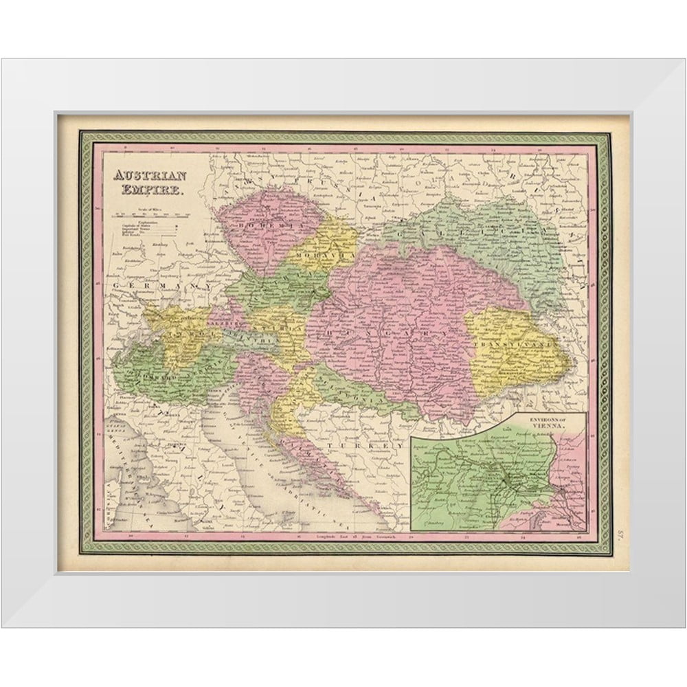 Vintage Maps 14x12 White Modern Wood Framed Museum Art Print Titled ...