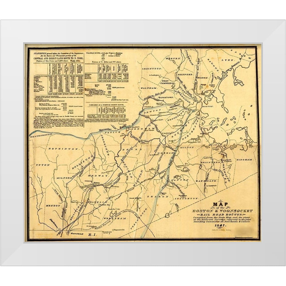 Vintage Maps 14x12 White Modern Wood Framed Museum Art Print Titled ...