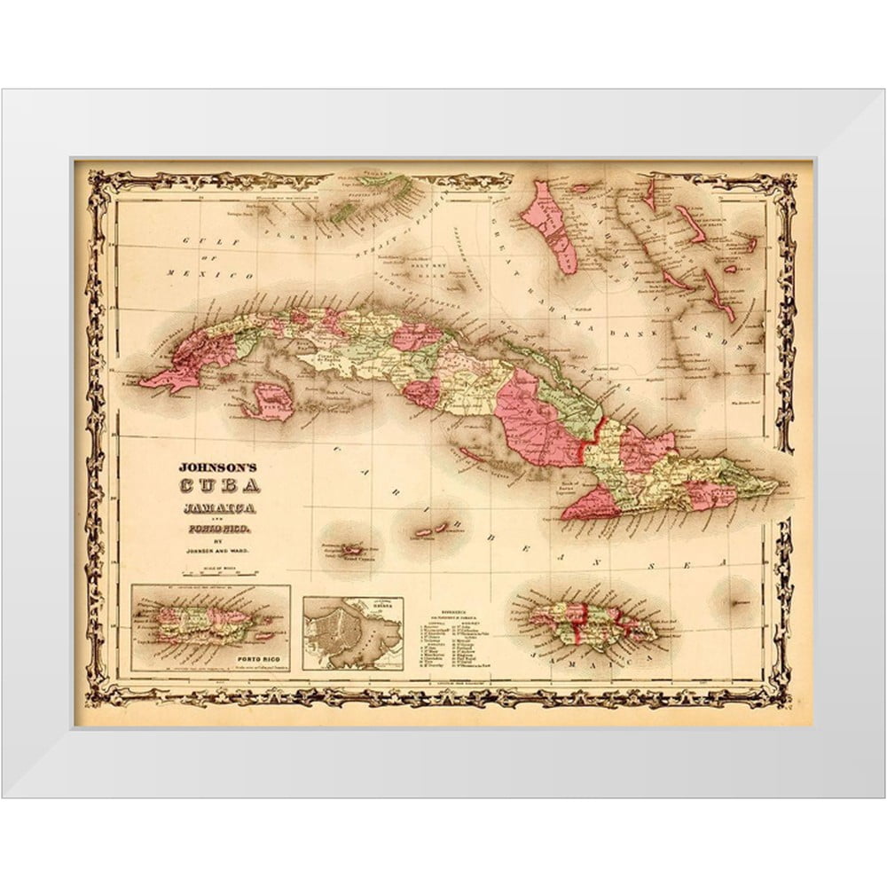 Vintage Maps 14x12 White Modern Wood Framed Museum Art Print Titled ...