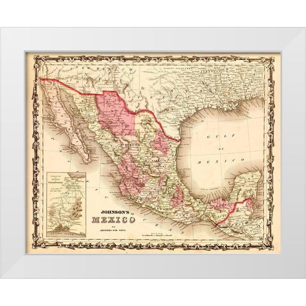 Vintage Maps 14x12 White Modern Wood Framed Museum Art Print Titled ...