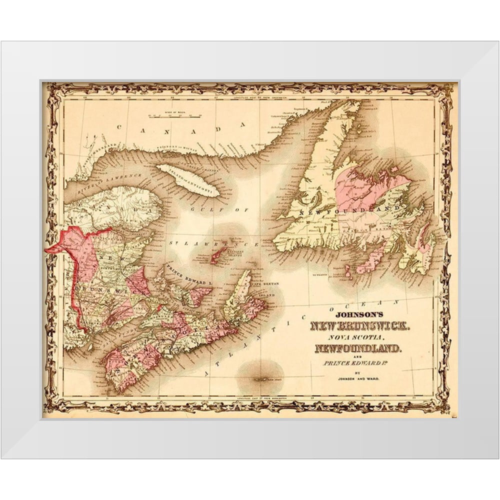 Vintage Maps 14x12 White Modern Wood Framed Museum Art Print Titled ...