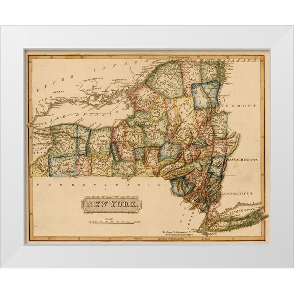 Vintage Maps 14x12 White Modern Wood Framed Museum Art Print Titled ...