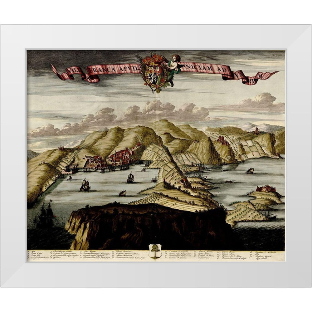 Vintage Maps 14x12 White Modern Wood Framed Museum Art Print Titled ...