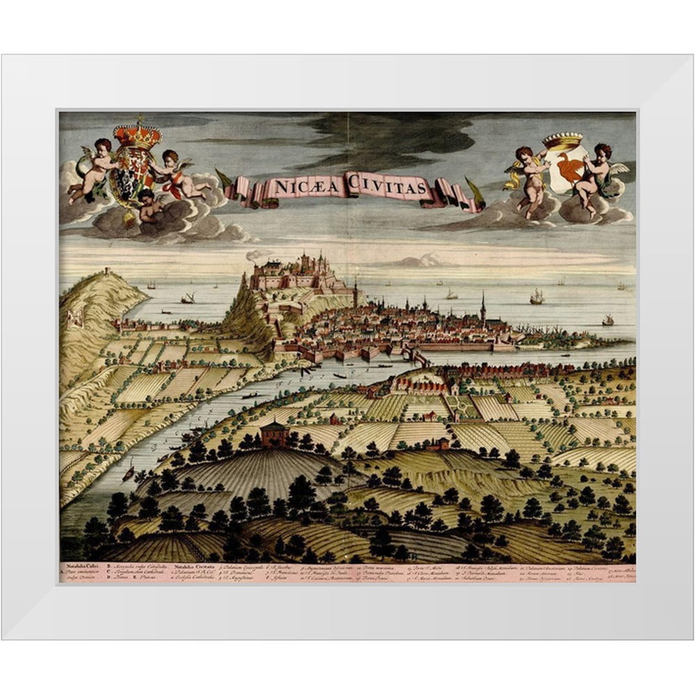 Vintage Maps 14x12 White Modern Wood Framed Museum Art Print Titled ...