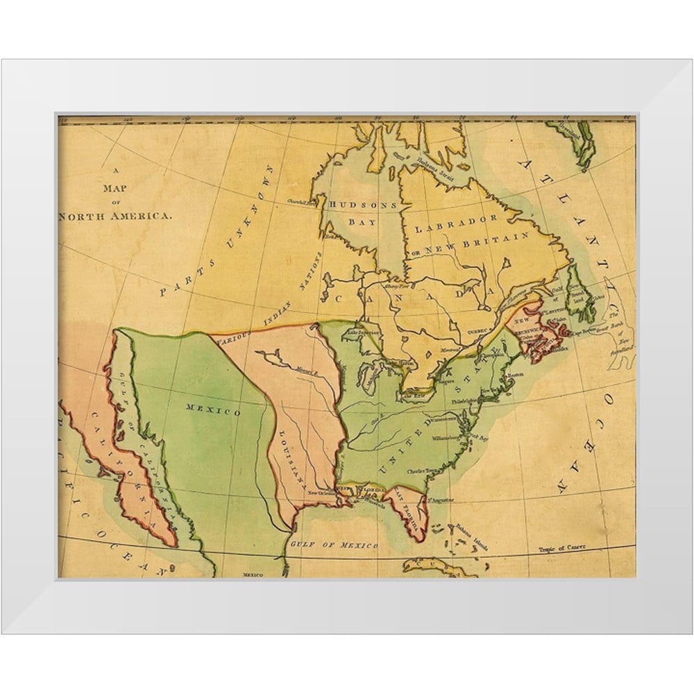 Vintage Maps 14x12 White Modern Wood Framed Museum Art Print Titled ...