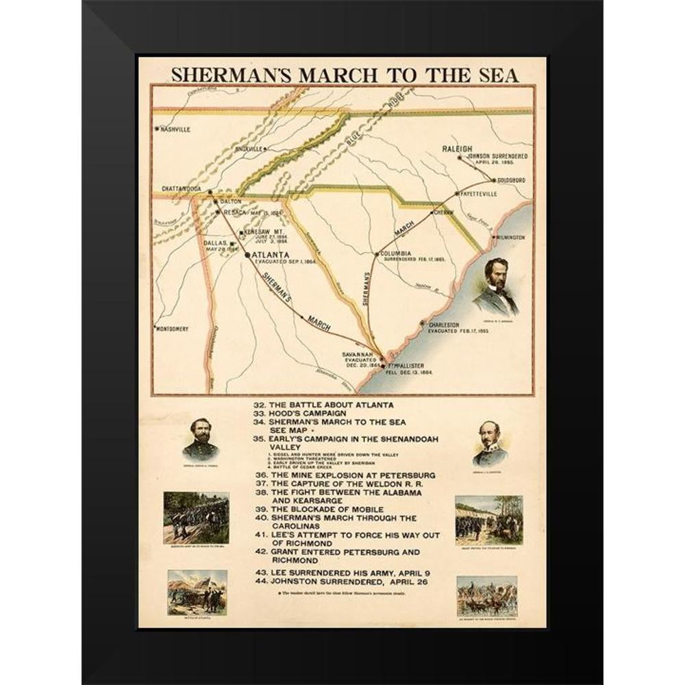 Vintage Maps 14x18 Black Modern Framed Museum Art Print Titled - Civil ...