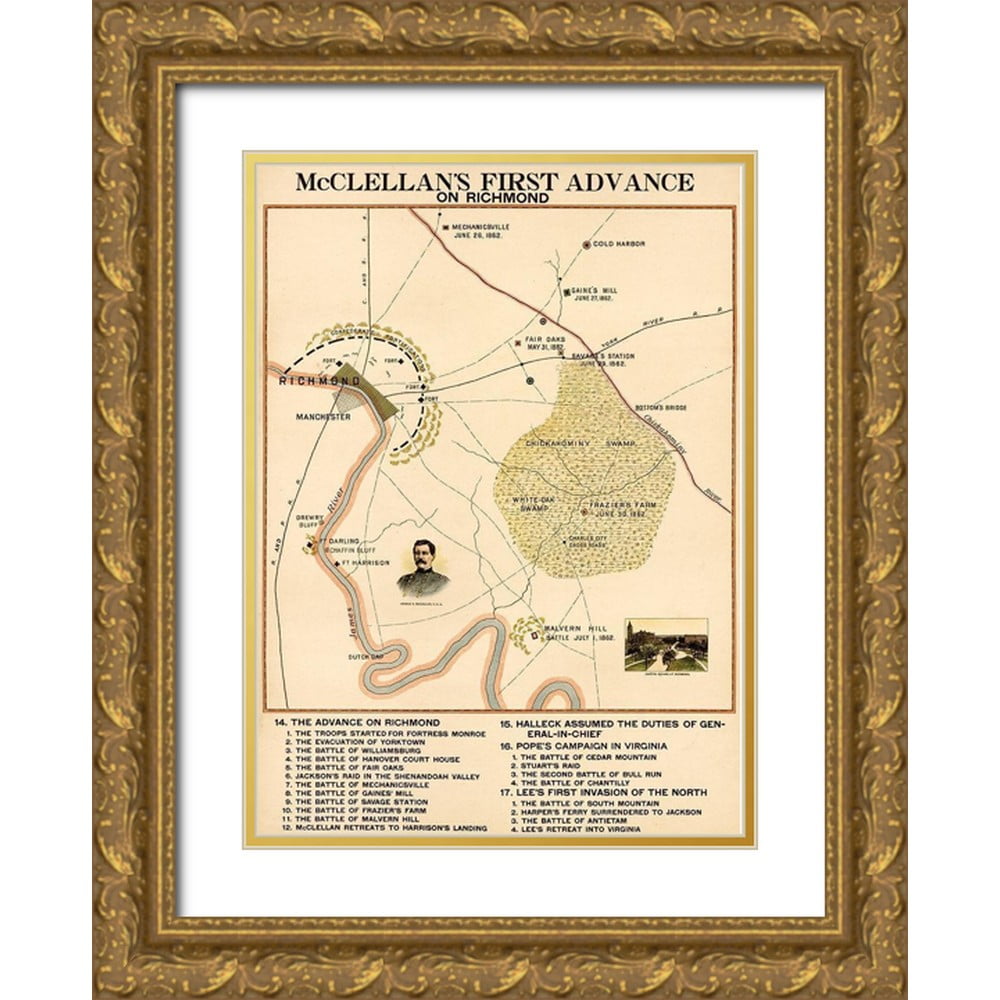 Vintage Maps 14x18 Gold Ornate Wood Framed with Double Matting Museum ...