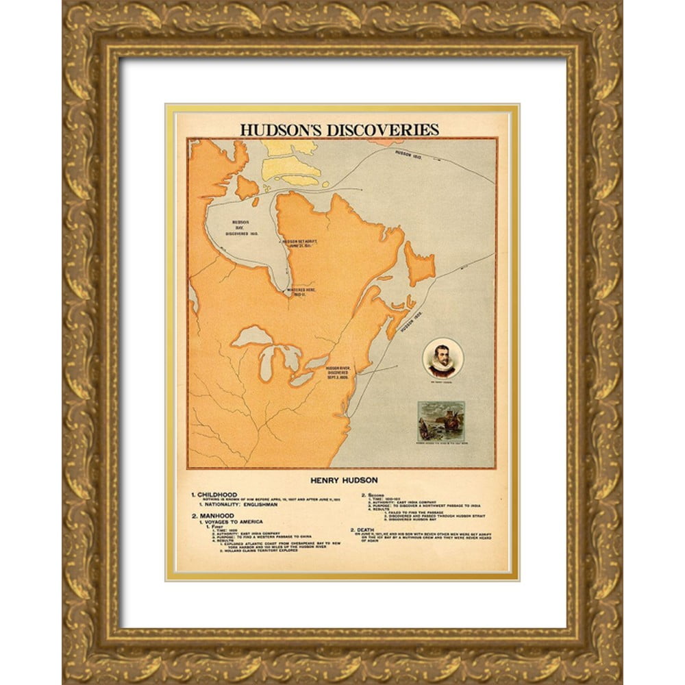 Vintage Maps 14x18 Gold Ornate Wood Framed with Double Matting Museum ...