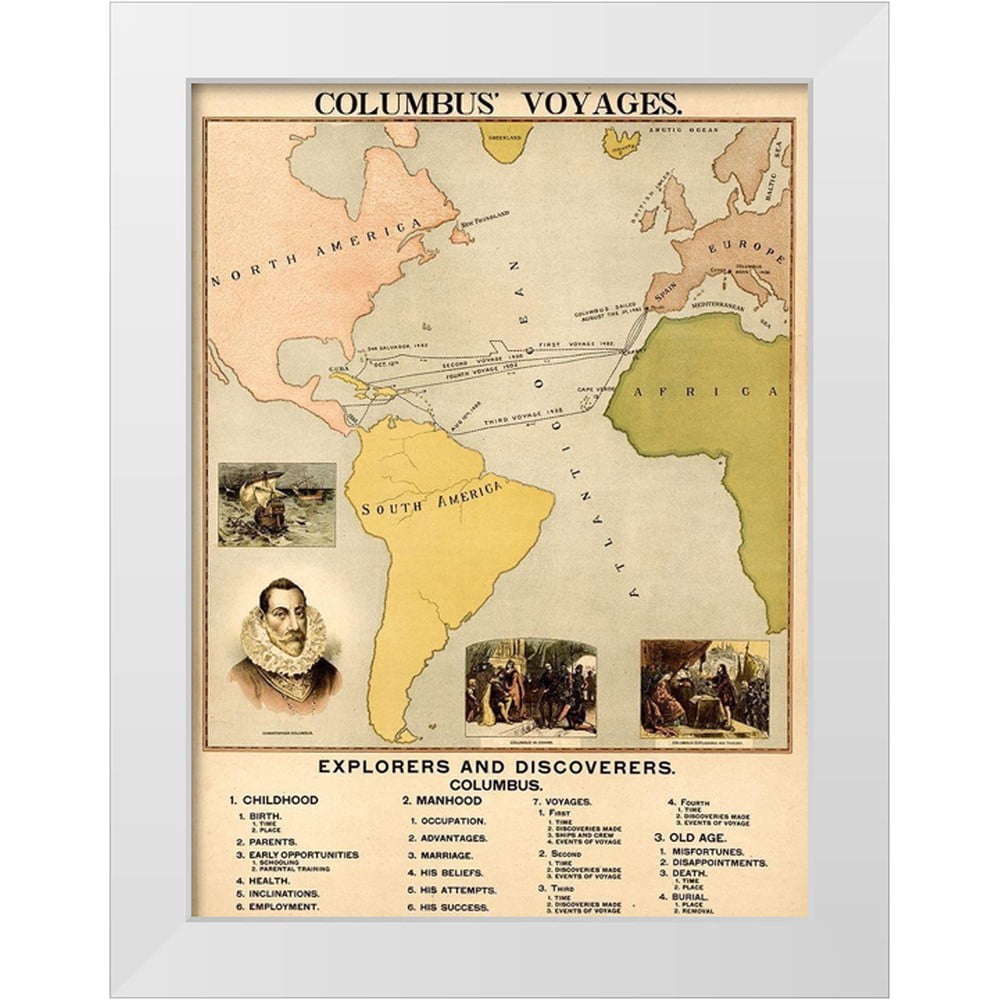 Vintage Maps 14x18 White Modern Wood Framed Museum Art Print Titled ...