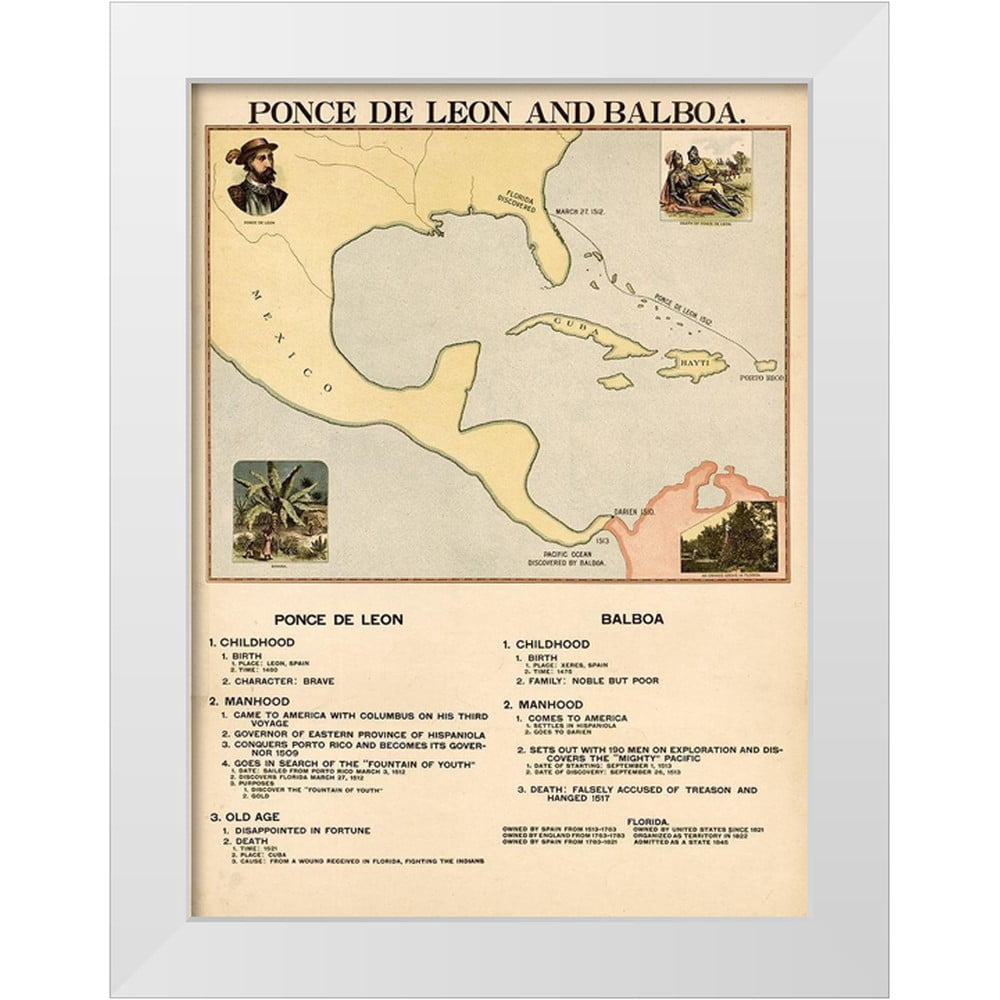 Vintage Maps 14x18 White Modern Wood Framed Museum Art Print Titled ...