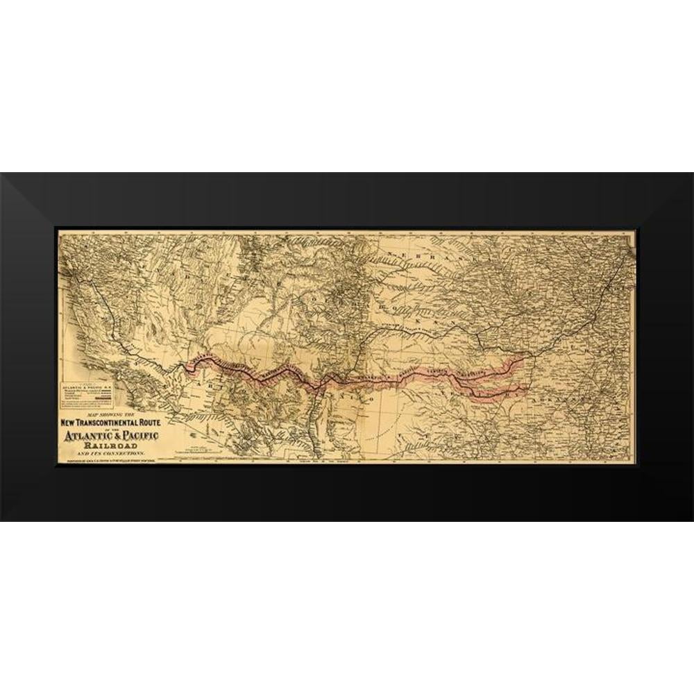 Vintage Maps 14x8 Black Modern Framed Museum Art Print Titled ...