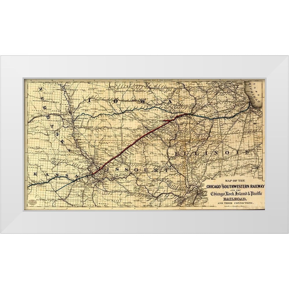 Vintage Maps 14x9 White Modern Wood Framed Museum Art Print Titled ...