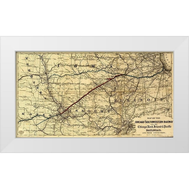 Vintage Maps 14x9 White Modern Wood Framed Museum Art Print Titled ...