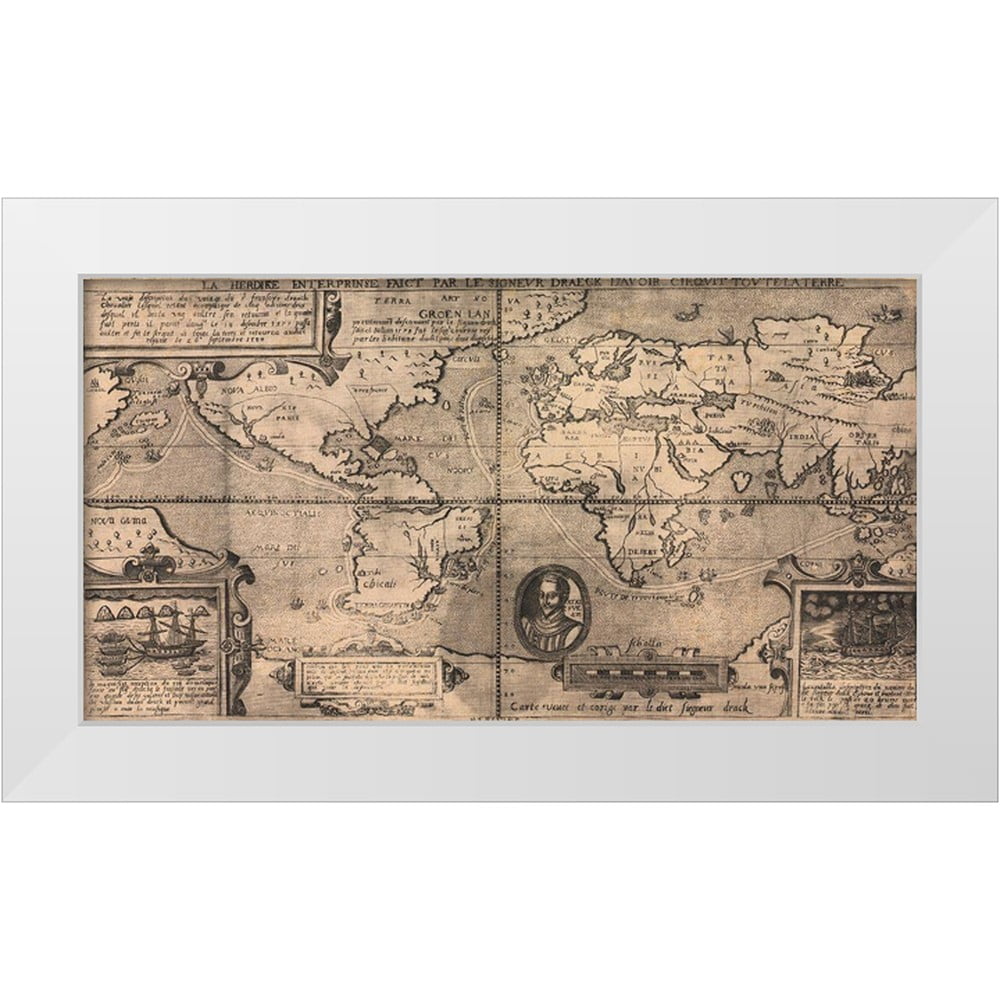 Vintage Maps 14x9 White Modern Wood Framed Museum Art Print Titled ...