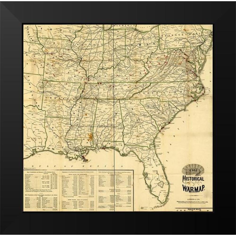 Vintage Maps 15x15 Black Modern Framed Museum Art Print Titled ...