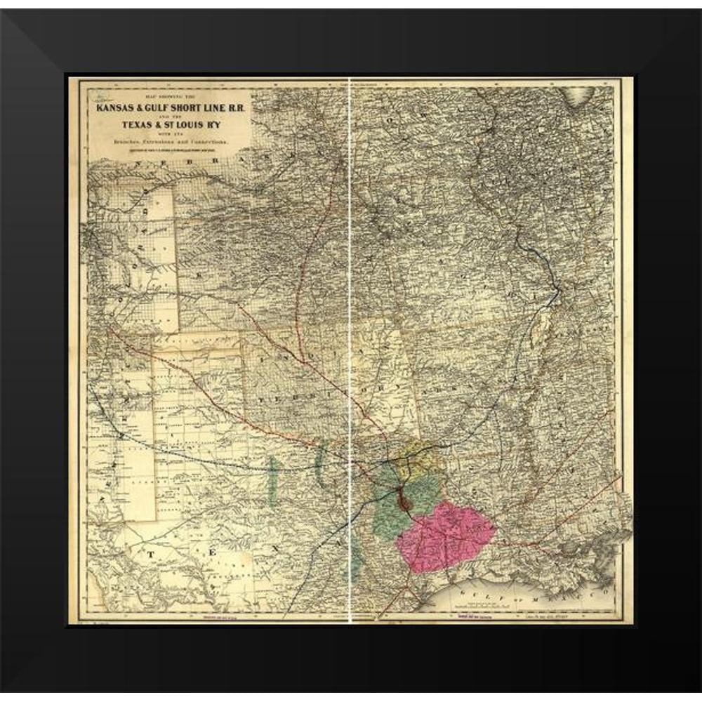 Vintage Maps 15x15 Black Modern Framed Museum Art Print Titled - Kansas ...